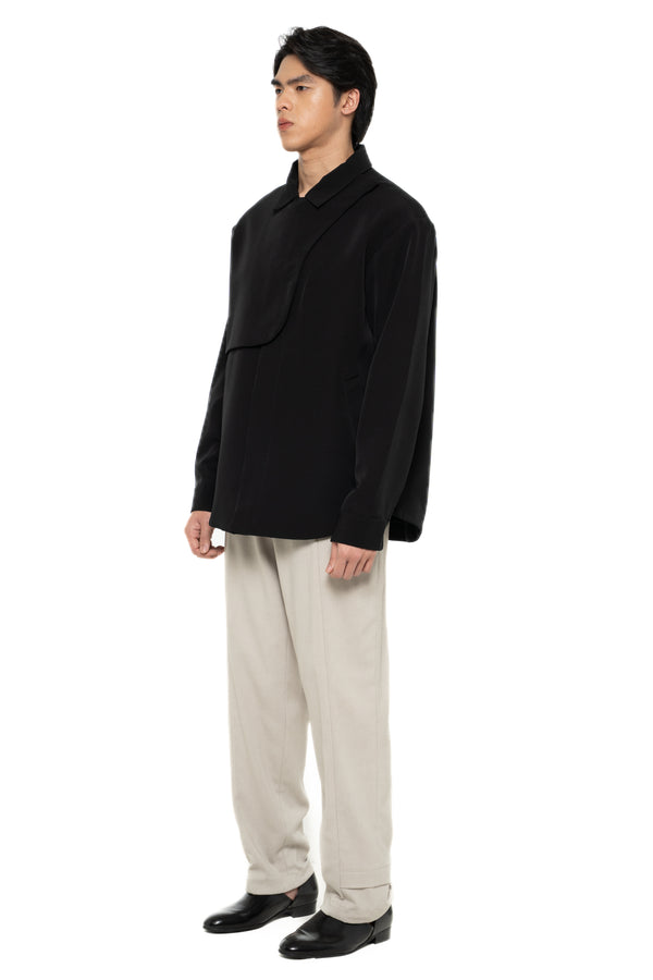 BLACK COLLAR OVERLAP LIGHT JACKET - Jan Sober